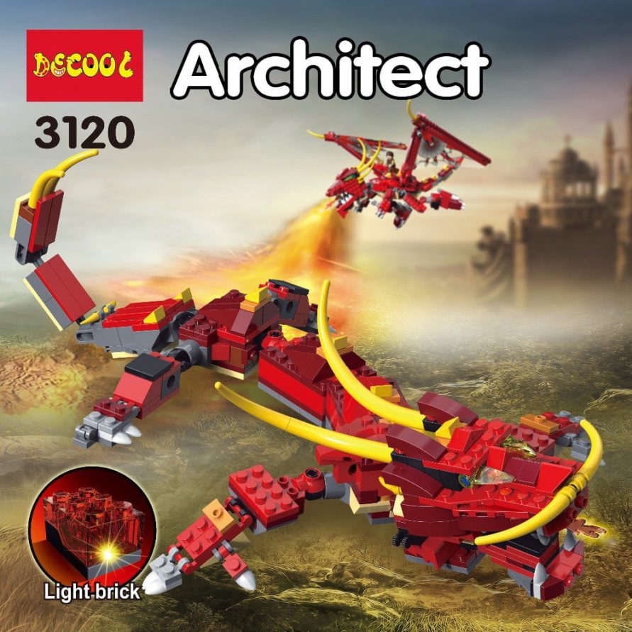 لگو اژدهای قرمز Decool 3120 Architect 3-in-1 Red Dragon
